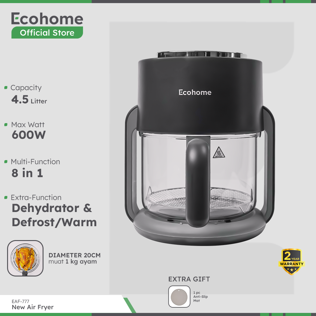 ECOHOME Air Fryer & Dehydrator 8 in 1 Function EAF777 4.5L Capacity wi - Ecohome Indonesia